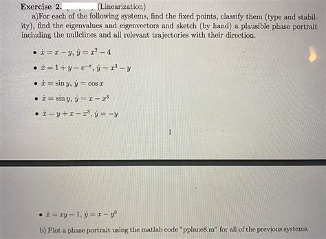 Solved Exercise 2 Linearization A For Each Of The