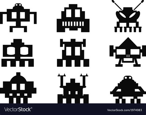 Space Invaders Icons Set Pixel Monsters Vector Image