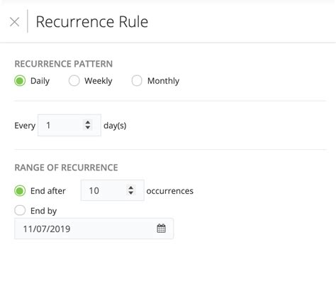 Configuring Recurring Events