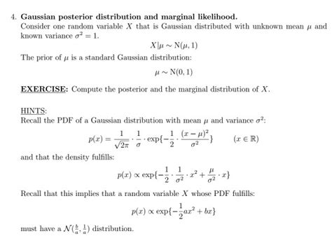 Solved 4 Gaussian Posterior Distribution And Marginal