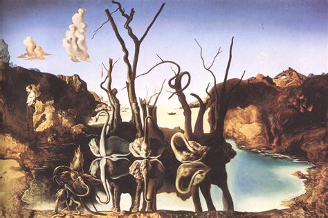Swans Reflecting Elephants Salvador Dali WikiPaintings Org