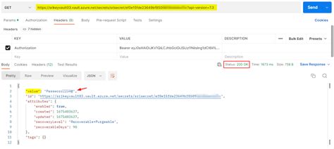 xmlrequest retrieve a api secret key from azure key vault uri in