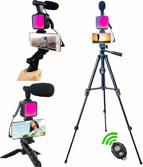 For Iphone Vlogging Kit Vlogging Kit For Android Phone With Rgb Multicolor Light Microphone