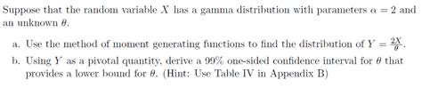 Solved Suppose That The Random Variable X Has A Gamma Chegg