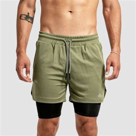 Gym Shorts With Compression Liner Green The Hybrid Short By Avalon