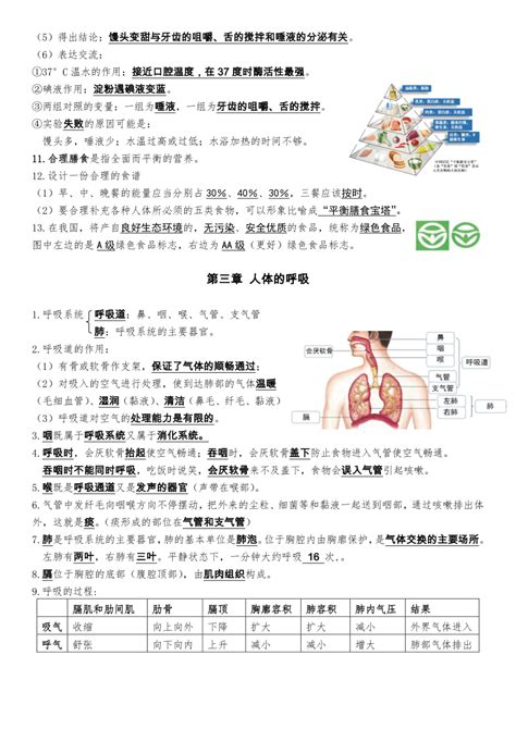 2022 2023学年人教版生物七年级下册期末知识点复习 21世纪教育网