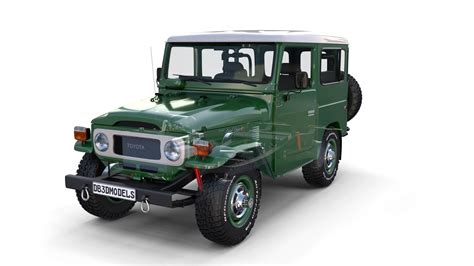 Toyota Land Cruiser Fj 40 Green With Interior And Chassis 3d Model By