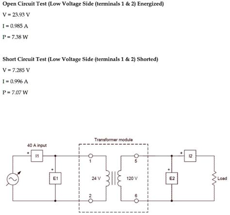 Open Circuit Test Low Voltage Side Terminals 1 2 Energized V 2393 V I 0985 A P 738 Open Circuit Test Low Voltage Side Terminals 1 2 Energized V 2393 V I 0985 A P 738