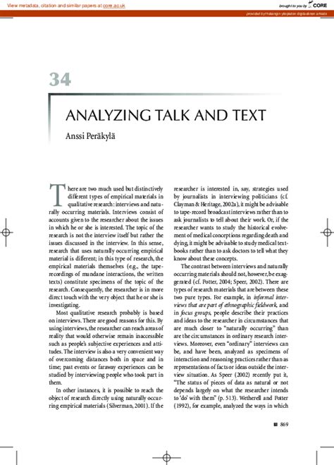 Pdf Analysing Talk And Text