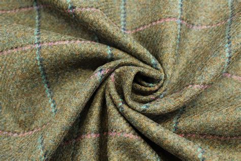 Pure New Wool Windowpane Check Tweed Fabric Dm19