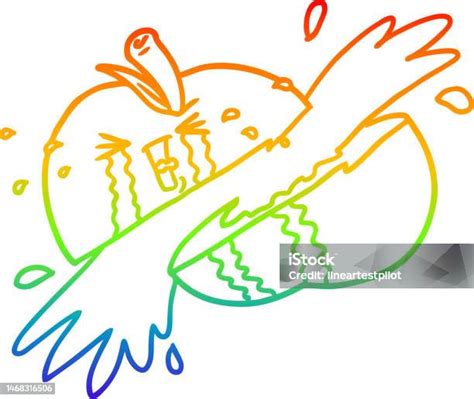 만화 슬라이스 사과의 무지개 그라데이션 선 그리기 과일에 대한 스톡 벡터 아트 및 기타 이미지 과일 귀여운 그라데이션 Istock