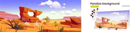 Parallax Background With Sand Desert Landscape 16263450 Vector Art At