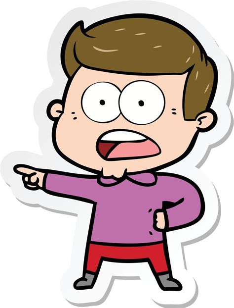 Sticker Of A Cartoon Shocked Man 11763303 Vector Art At Vecteezy
