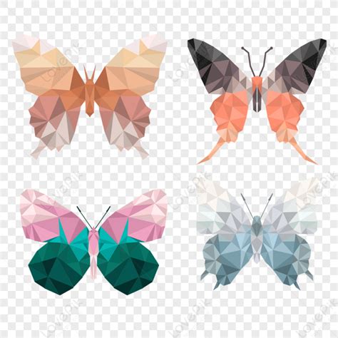 Low Poly Pink Garden Butterflystereoscopicgradientspring Png Picture