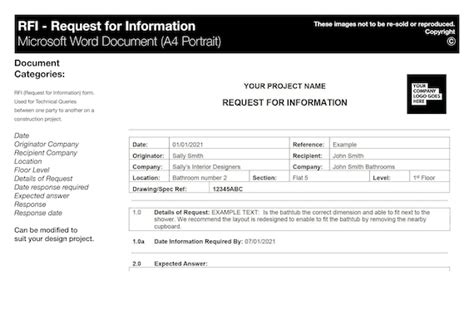 RFI Request For Information Form EDITABLE Microsoft Word Etsy