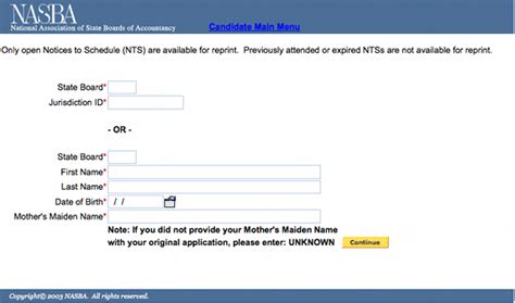 Cpa Exam Nts Notice To Schedule Re Print