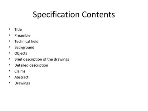 Basics Of Specification Drafting Ppt