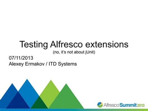 Testing Alfresco Extensions Pdf