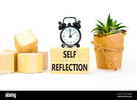 Self Reflection Symbol Concept Word Self Reflection Typed On Wooden Blocks Beautiful White
