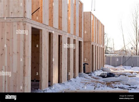The Process Of Building A New Modern Modular House From Composite Sip