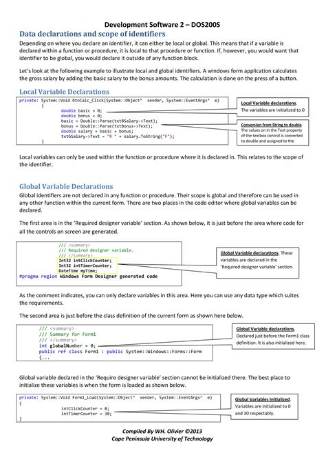 Notes How To Work With Variables Constants And Do Calculations Pdf