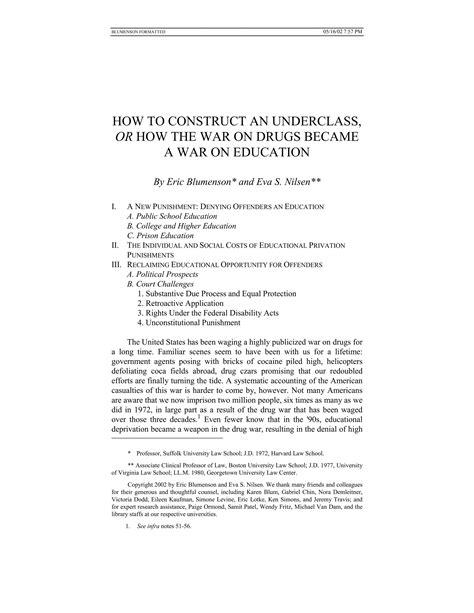How To Construct An Underclass Or How The War On Drugs Became A War On
