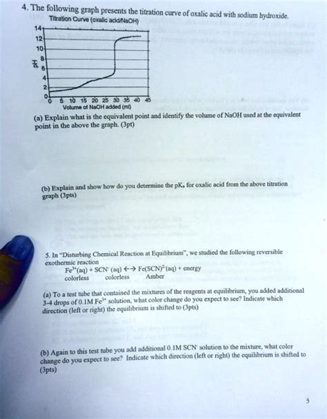 Solved The Following Graph Presents The Titration Curve Of Oxalic Acid