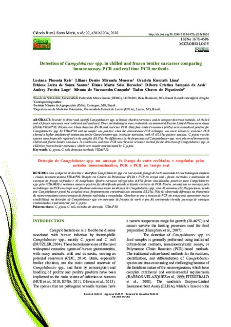 Pdf Comparative Detection Of Campylobacter In Poultry