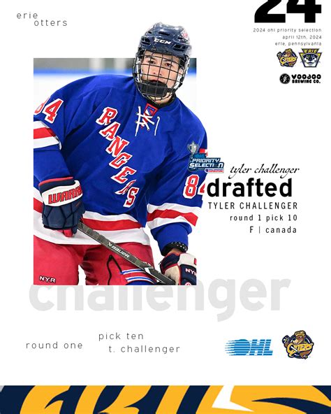 Erie Otters Select Tyler Challenger With Th Overall Pick Erie Otters