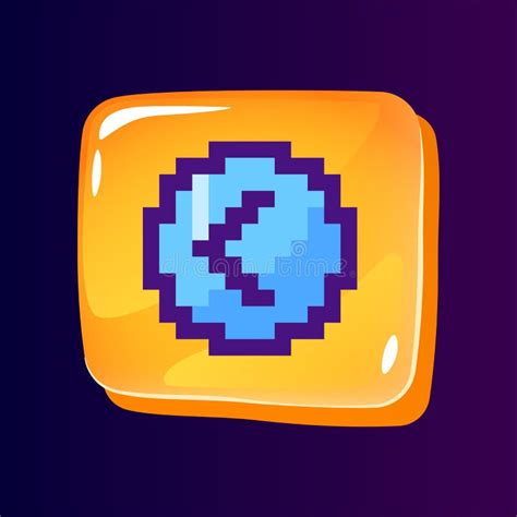 Left Side Pointer Glossy Ui Button With Pixelated Color Icon Stock