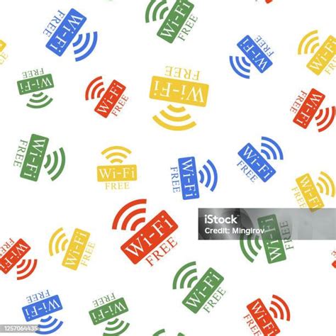 彩色免費 Wifi 圖示在白色背景上隔離無縫圖案wifi 符號無線網路圖示無線網路區向量向量圖形及更多互聯網圖片 Istock