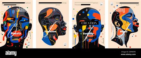 Abstract Artistic Poster Beautiful Black Person Color Face Portrait