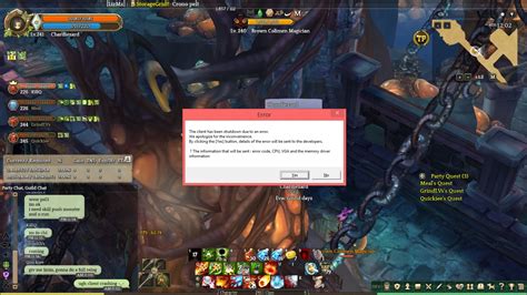 the client has been shutdown due to an error please fix connection game crash tree of