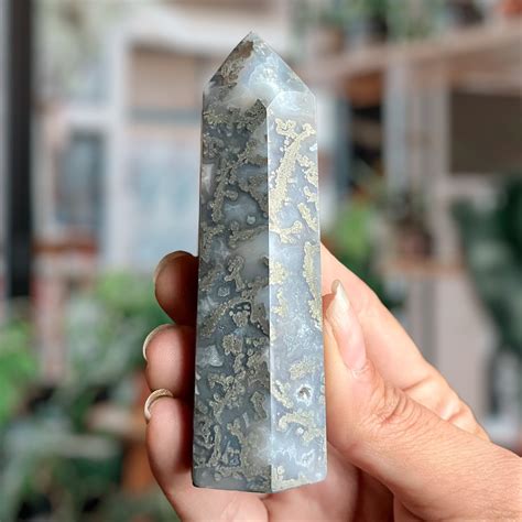 Large Marcasite Blossom Pyrite Obelisk In Blue Agate Nipomo Marcasite Mined Intentionally From