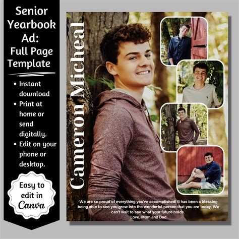Full Page Senior Yearbook Ad Template Yearbook Ad Full Page Senior