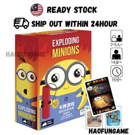 Board Game Exploding Minions Exploding Kittens 爆炸小黄人 爆炸猫 炸弹猫咪续作 2 5人 欢乐爆炸聚会游戏 限时送牌套 Lazada