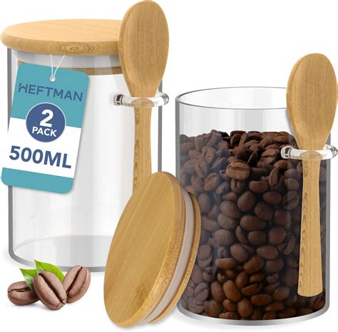 Heftman Glass Jars With Bamboo Lids 500ml 2 Pack Glass Jars With