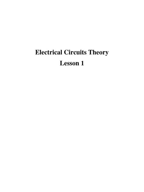 Electrical Circuits Theory Lesson 1 Pdf Electric Current Voltage