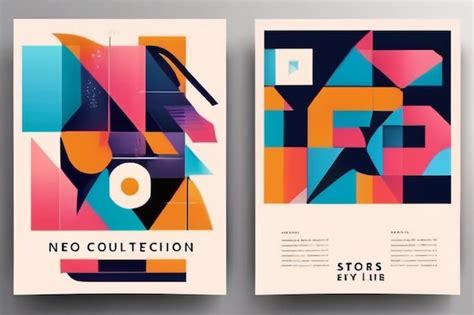 Premium Photo Colorful Neo Geometric Poster Grid With Color