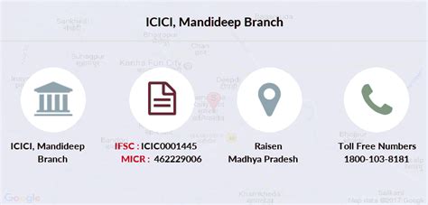 Icici Mandideep Ifsc Code Icic0001445
