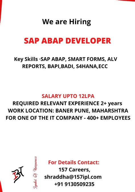 Connections Hiring Sapabap Developer Pune Punejobs Shraddha Bhojane