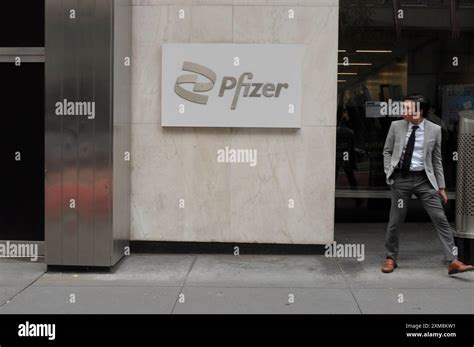 The Pfizer Sign Is Seen Outside Of The Pfizer World Headquarters