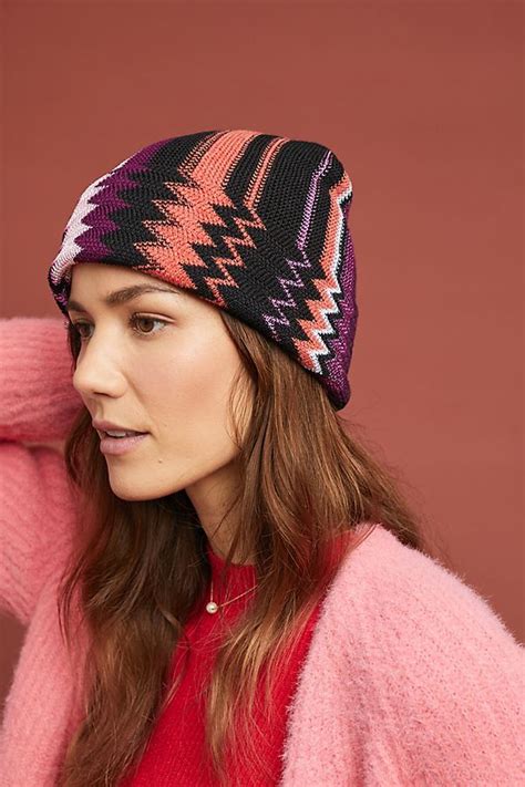 Slide View 1 Missoni Zig Zag Beanie Anthro Style Womens Fashion