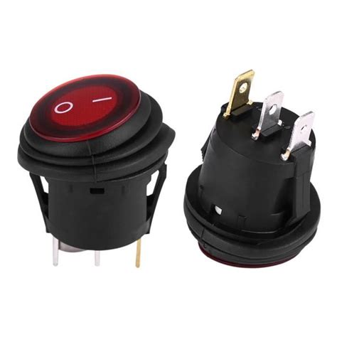 2pcs LED lumière 12v 20a 3pin voiture auto bateau rond interrupteur à bascule à bascule rouge