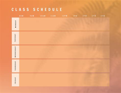 Class Schedule Fern 사용자 지정 가능 템플릿 Shutterstock