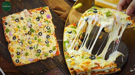 Delicious Bread Pizza Without Oven Recipe Easy Homemade Pizza On