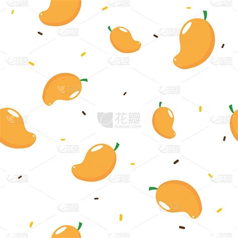 五颜六色的芒果无缝图案柑橘类水果的背景菜单元素贺卡包装纸素材 花瓣网