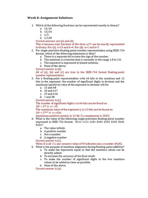 Assignment Solution Week8 Pdf Numbers Computer Architecture