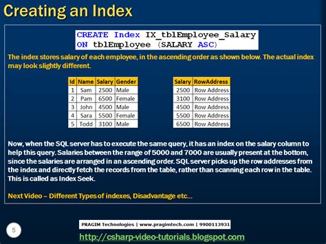 sql server and c video tutorial part 35 indexes