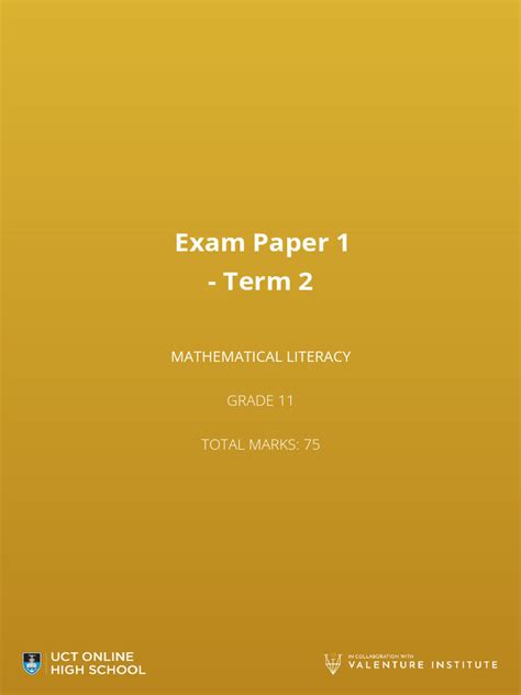 G11 Mathematical Literacy Term 2 Exam Question Paper 1 Pdf Interest Plagiarism